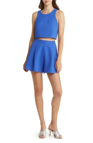 Black Halo Black Halo Cropped Top And Pleated High Waist Shorts Set Fantasia