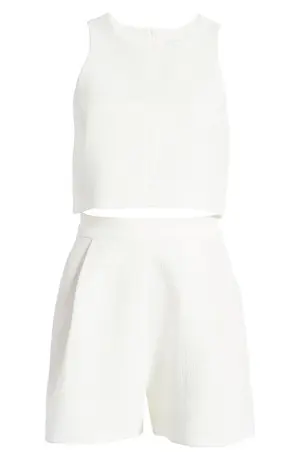 Black Halo Black Halo Cropped Top And Pleated High Waist Shorts Set White