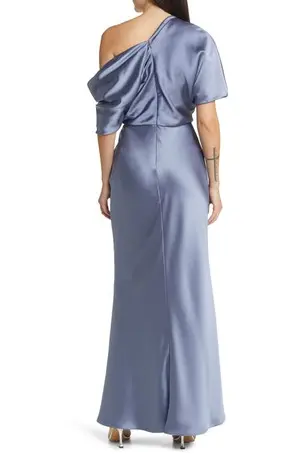 Amsale One-shoulder Fluid Satin Gown