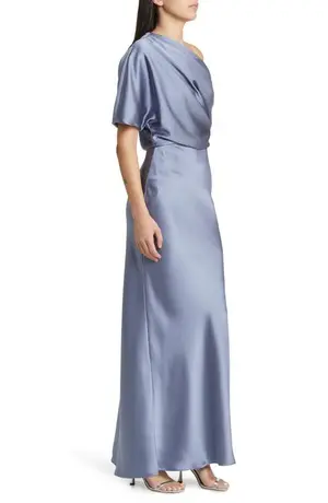 Amsale One-shoulder Fluid Satin Gown
