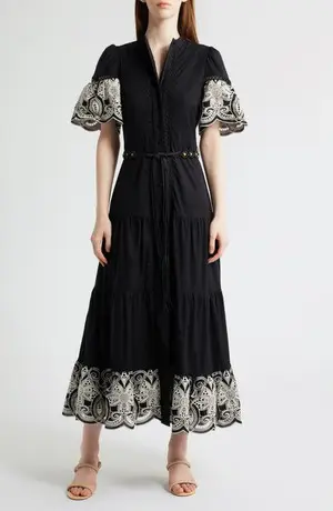 Eliza J Lace Asymmetric Dress - Black