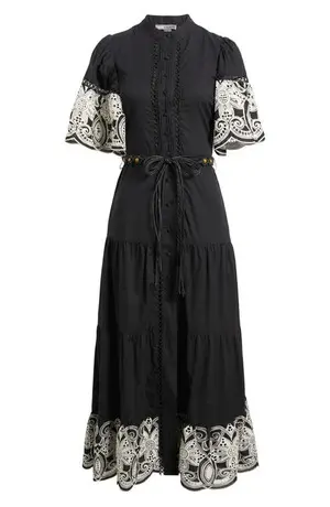 Eliza J Lace Asymmetric Dress - Black