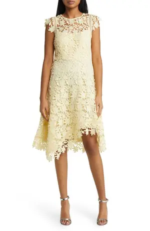 Eliza J Eliza J Lace Asymmetric Dress Yellow