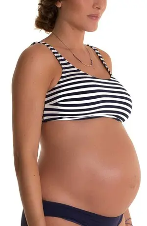 PEZ D'OR Alba Stripe Maternity Bikini Top - Navy/white
