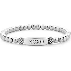 Lagos Signature Caviar Stretch Bracelet - Silver