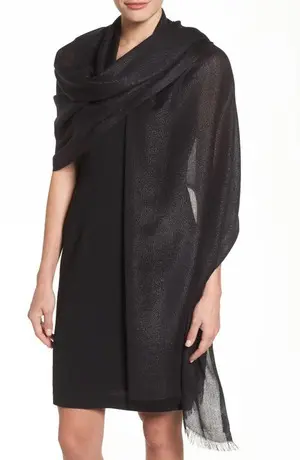 Nordstrom Metallic Lightweight Wrap Black