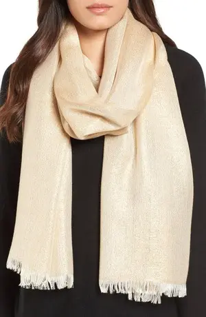 Nordstrom Metallic Lightweight Wrap - Gold