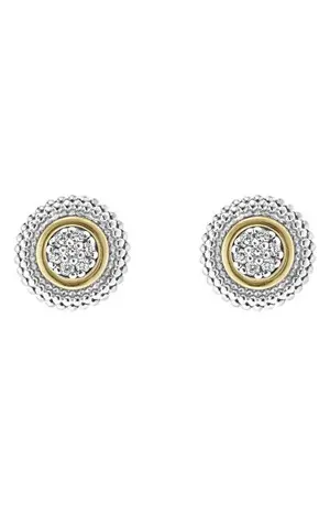 Lagos Caviar Stud Earrings With Diamonds - Diamond