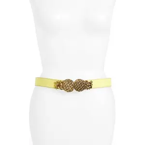 RAINA BELTS Pina Leather Belt - Yellow