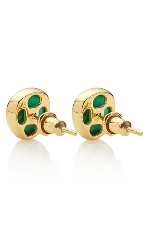 Monica Vinader Siren Stud Earrings - Gold/green Onyx