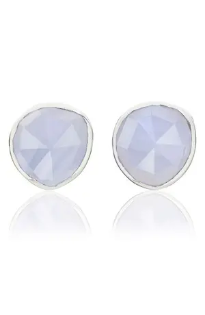 Monica Vinader Monica Vinader Siren Stud Earrings Silver/ Blue Lace Agate