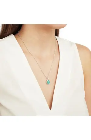Monica Vinader Siren Medium Bezel Pendant Charm - Silver/amazonite