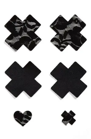 NIPPIES By Bristols Six Cross Nipple Covers - Black