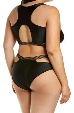 COQUETTE Mesh & Strap Detail Bra & Briefs Set - Black