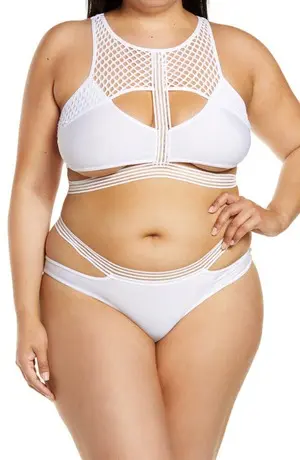 COQUETTE Mesh & Strap Detail Bra & Briefs Set - White