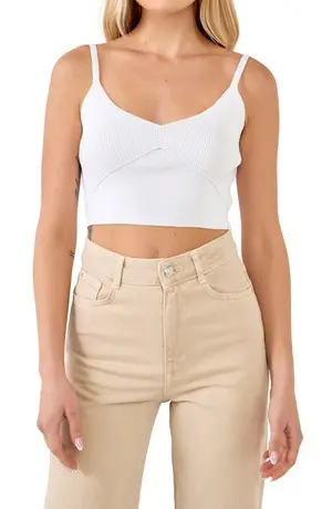 Endless Rose Knit Bralette Top - White