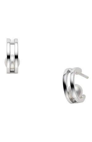 Mikimoto Classic Cultured Pearl Hoop Earrings - White Gold