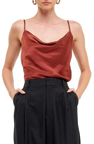 Endless Rose Cowl Neck Camisole - Brown