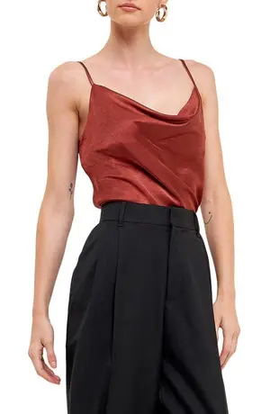 Endless Rose Cowl Neck Camisole - Brown