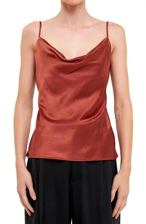 Endless Rose Cowl Neck Camisole - Brown