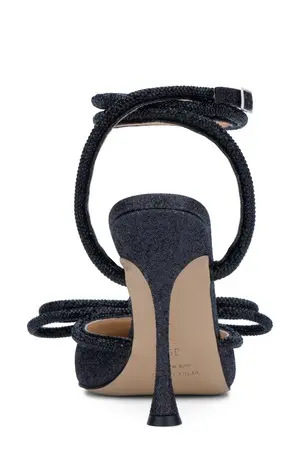 Mach & Mach Glitter Double Crystal Bow Pointed Toe Pump