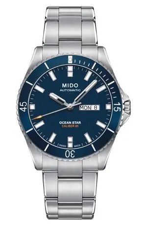 MIDO Ocean Star Diver Bracelet Watch - Silver/navy/silver