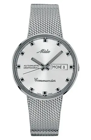 MIDO Commander Automatic Mesh Strap Watch - Silver