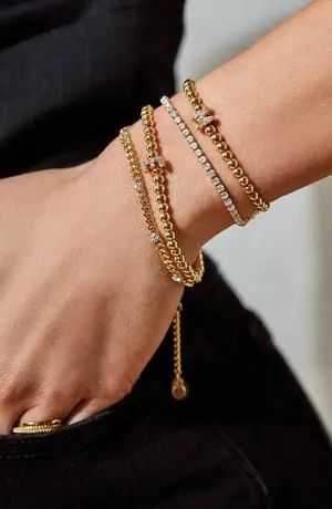 Baublebar Pisa Pavé Initial Bracelet - Gold E