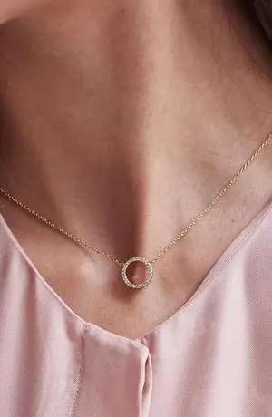Estée Lauder Pavé Crystal Circle Pendant Necklace - Gold