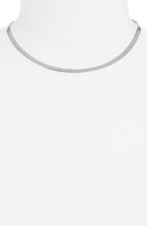 Madewell Herringbone Chain Necklace - Light Silver Ox