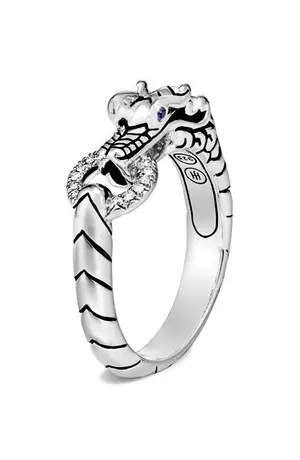 John Hardy Legends Naga Diamond Ring - Silver