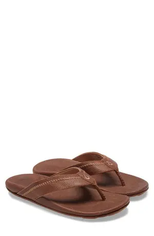 Olukai OluKai Hiapo Flip Flop Teak/ Koa Leather