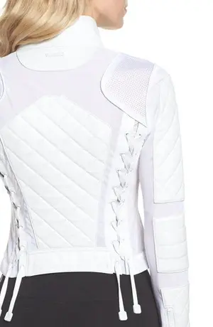 Blanc Noir Leather & Mesh Moto Jacket