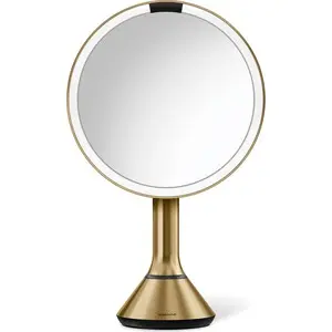 SIMPLEHUMAN 8-inch Sensor Rechargeable Tabletop Mirror $200 Value Brass