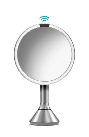 SIMPLEHUMAN 8-inch Sensor Rechargeable Tabletop Mirror $200 Value Brushed