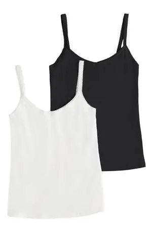 ON GOSSAMER 2-pack Cabana Cotton Reversible Camisoles - Black/wht