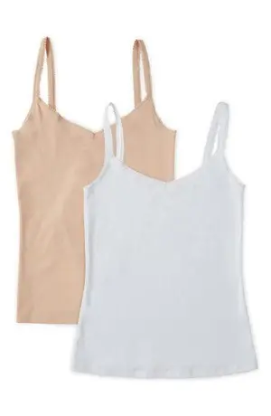 ON GOSSAMER 2-pack Cabana Cotton Reversible Camisoles - Champagne/white