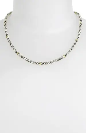Lagos Two-tone Caviar Beaded Necklace - Silver/ Gold