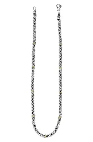 Lagos Two-tone Caviar Beaded Necklace - Silver/ Gold