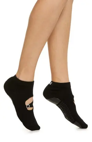 AREBESK Rhinestone Buckle No-slip Socks - Black