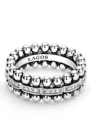 Lagos Caviar Spark Diamond Band Ring In Sterling Silver - Silver/diamond