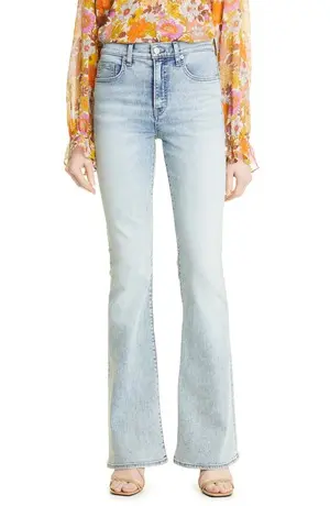 Veronica Beard Beverly High Waist Skinny Flare Jeans Pebble Stone