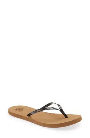 Reef Bliss Nights Flip Flop Black Patent/ Tan