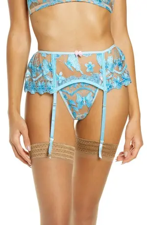 KILO BRAVA Embroidered Garter Belt - Angel Blue