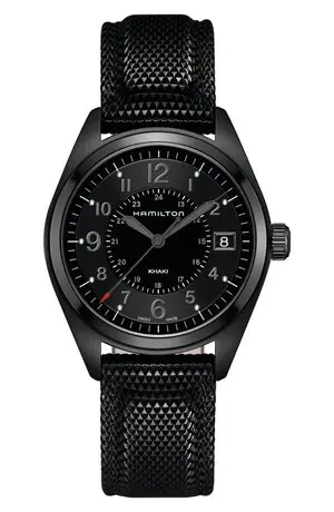 Hamilton Khaki Field Silicone Strap Watch - Black