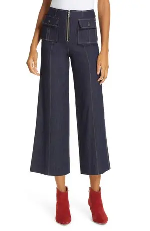 Cinq À Sept Azure Crop Wide Leg Jeans