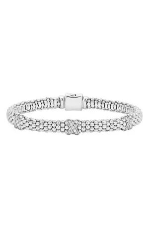 Lagos Signature Caviar Diamond Rope Bracelet - Sterling Silver