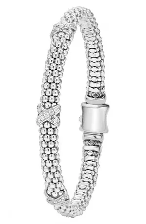 Lagos Signature Caviar Diamond Bracelet - Sterling Silver