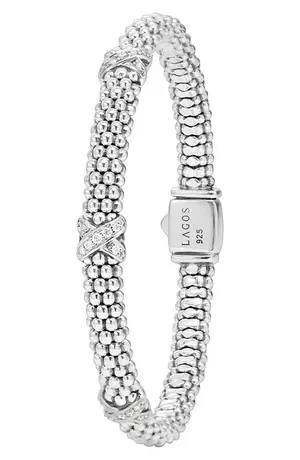 Lagos Signature Caviar Diamond Bracelet - Sterling Silver