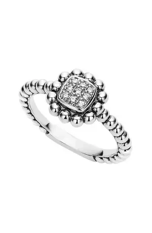Lagos Caviar Spark Diamond Square Ring - Silver/diamond